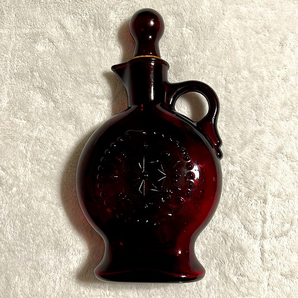 Dining | Vintage Ruby Red Decanter Bottle With Glass Cork Stoper | Poshmark